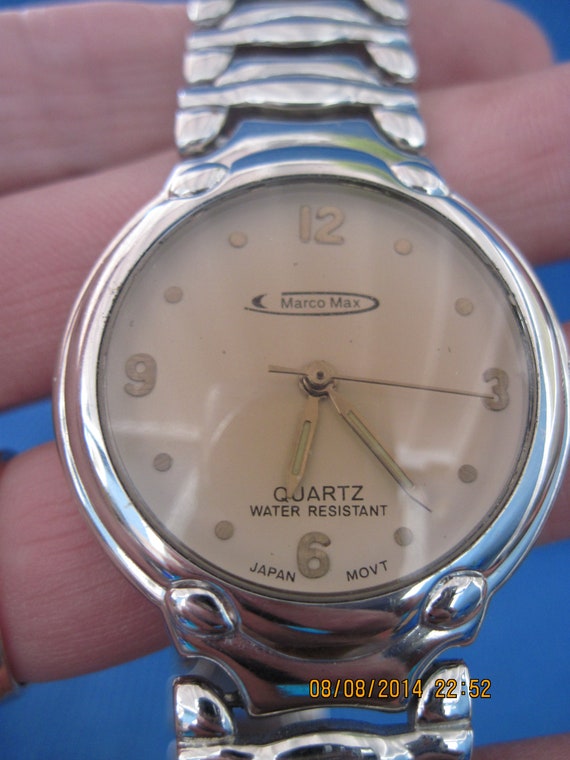 Vintage UNISEX MARCO MAX Quartz Water Resistant Silve… - Gem