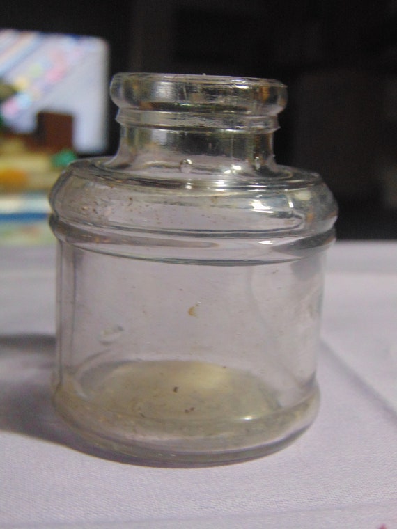 Antique/vintage Awesome Clear Glass Round Ink Bottle.... 1 | Etsy
