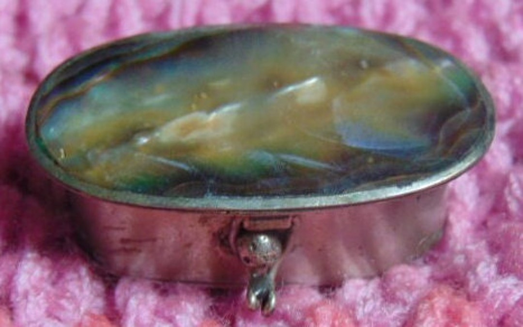 VINTAGE BEAUTIFUL ALPACA Mexico Abalone Silver Trinket Pill Box - Etsy