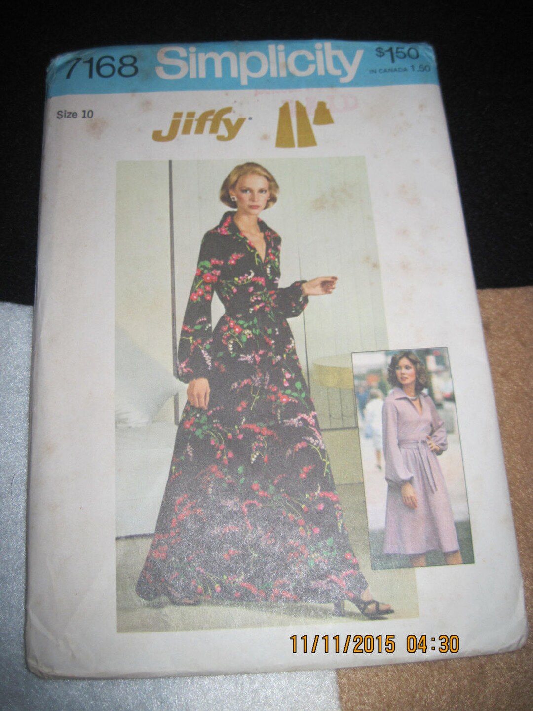 Vintage SIMPLICITY Jiffy Pattern #7168... Sz.10..dress in 2 Lengths ...