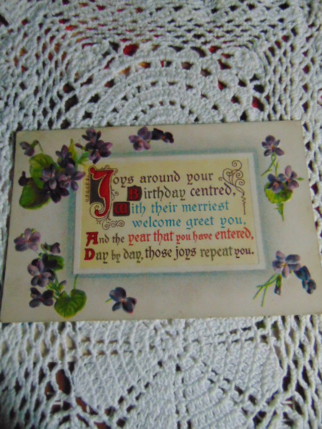 ANTIQUE Excellent 1911 Joys Around Your Birthday Postcard.....used ...
