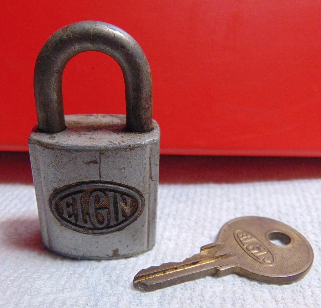 Vintage BEAUTIFUL Miniature Steel Padlock & Key Made in USA Elgin Lock ...