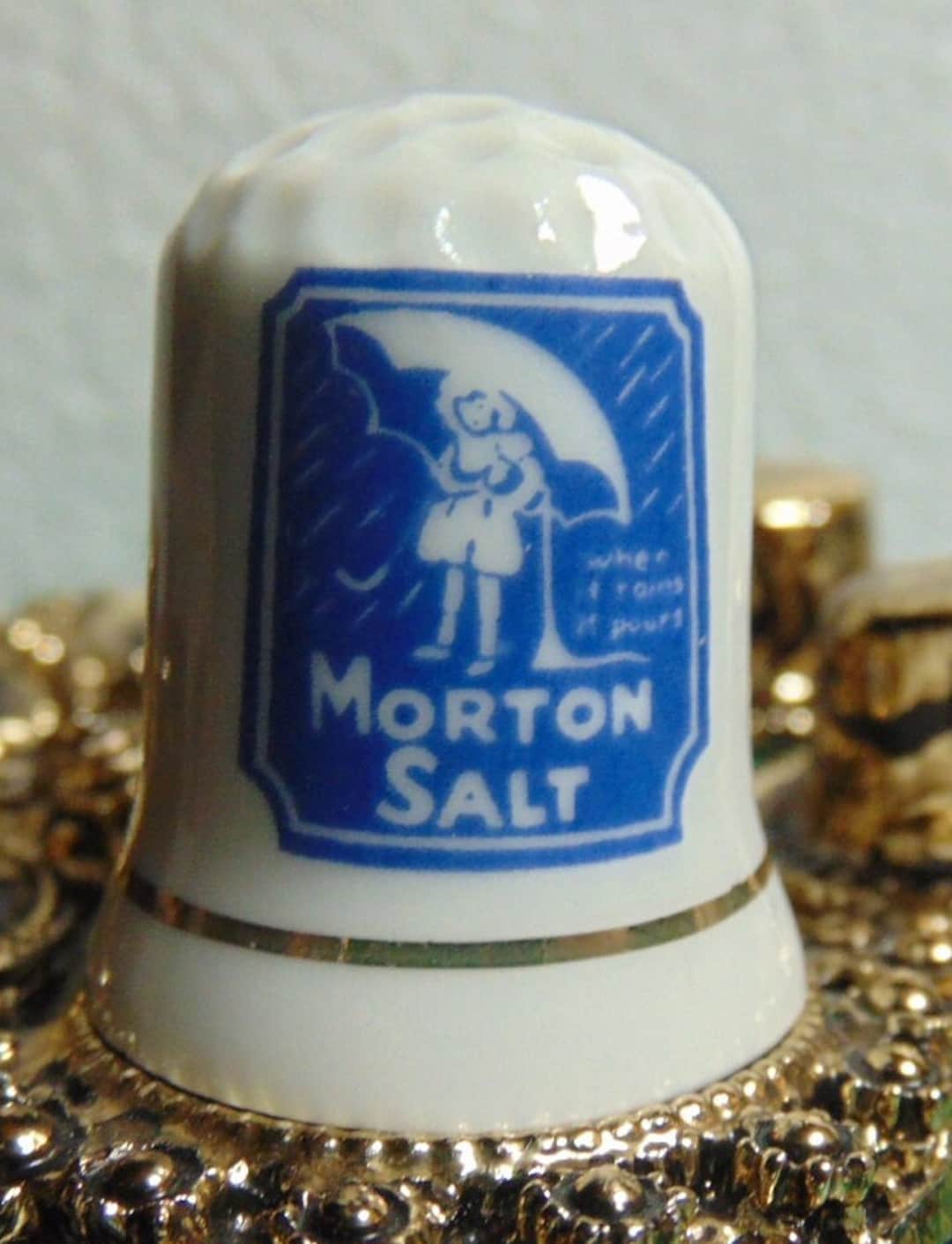 VINTAGE Beautiful 80's/90's Morton Salt LOGO Porcelain Thimble...71 ...