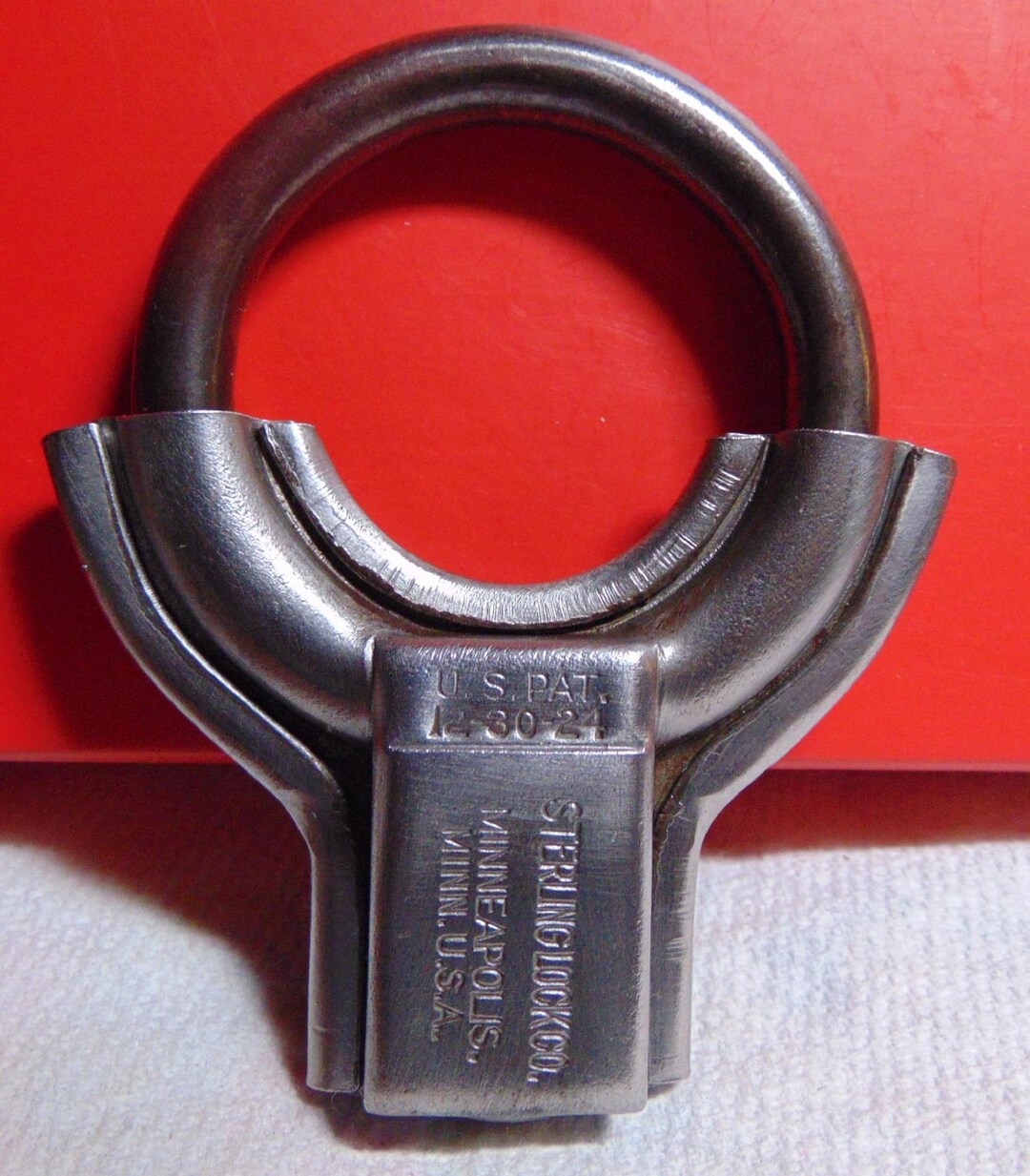 Antique AWESOME Padlock- No Key: Brass & Steel STERLING Lock Co GAS ...