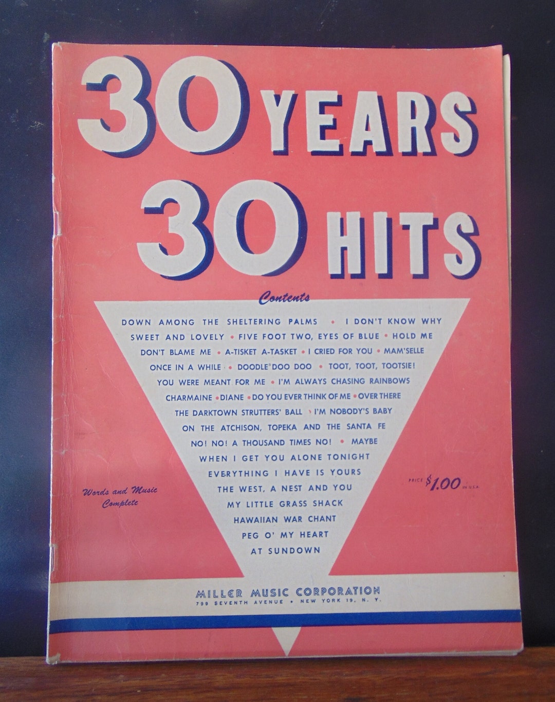 Vintage BEAUTIFUL Graphics '50's Era 30 Years 30 Hits for Piano ...