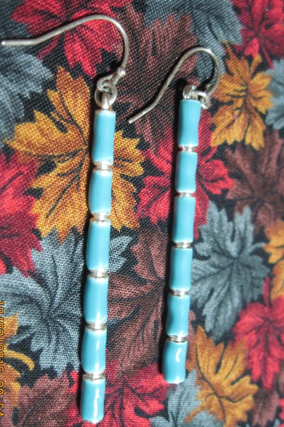 Vintage Beautiful Simple Silver & Turquoise Stick Dan… - Gem