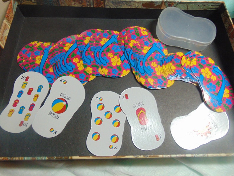 Vintage 90's MINI Flip Flop Shaped Playing Cards in Box..used ...