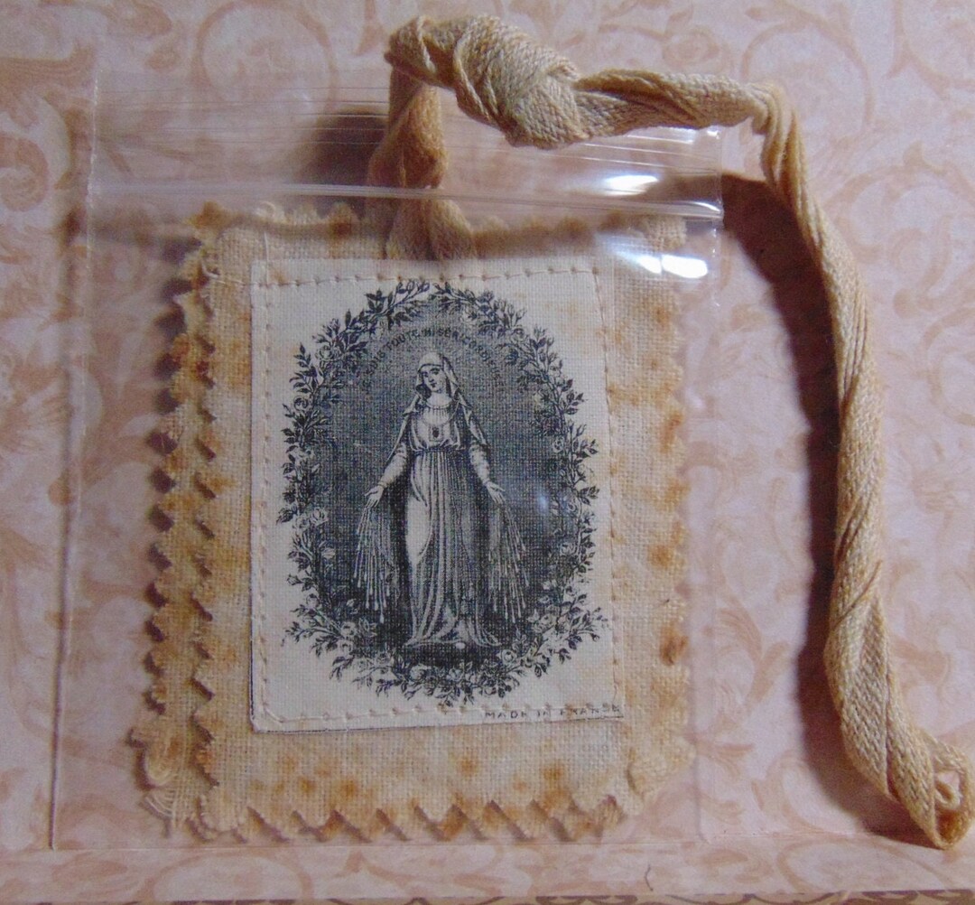 Antique French Mary Mother of Mercy Scapular Religious Bible Marker ...
