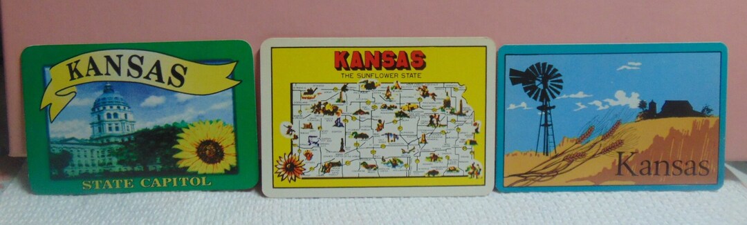 Vintage 60's-70's Lot of 3 KANSAS State Destination Single Playing ...