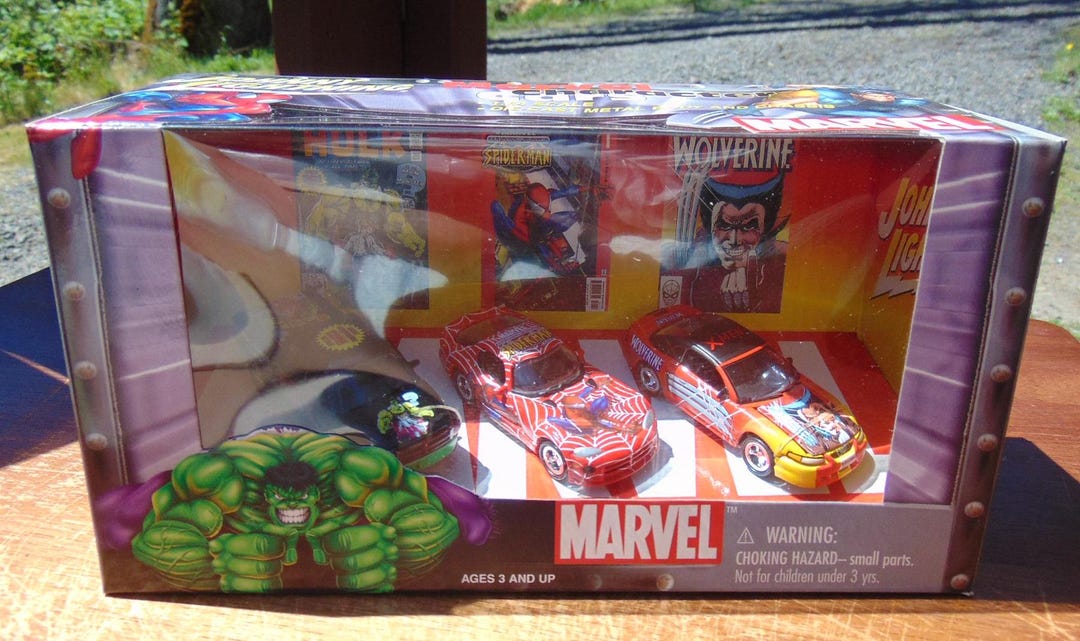 Vintage 2002 Marvel Racing Cars 3 Car 'hot Wheel' Set in Orig. Box ...
