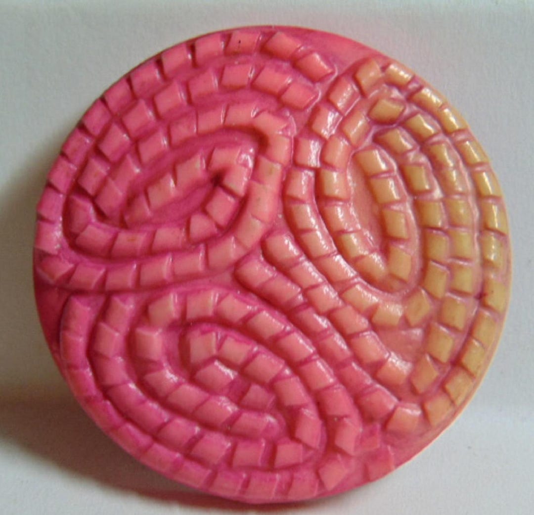 Antique PRETTY 20's/30's Large Pink,peach & Orange Ombre Molded Rope ...