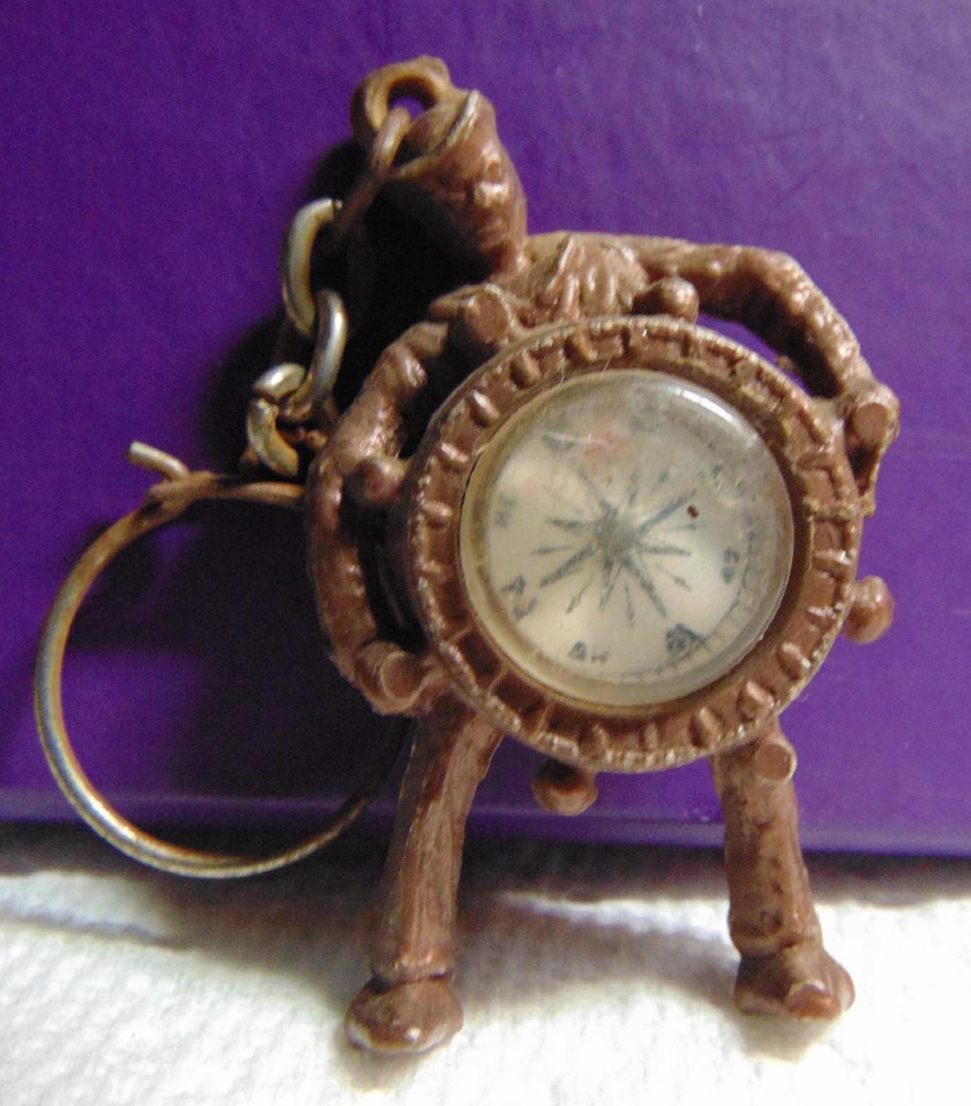 Vintage BEAUTIFUL 40's French Plastic Figural Navy Man COMPASS Key Ring ...