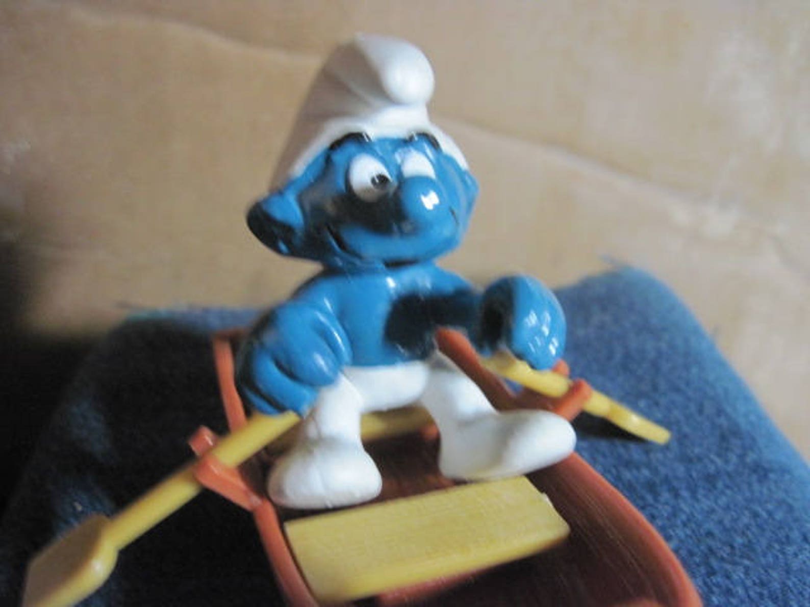 Vintage Super Smurf In Row Boat w/ Paddles..RARE Display | Etsy