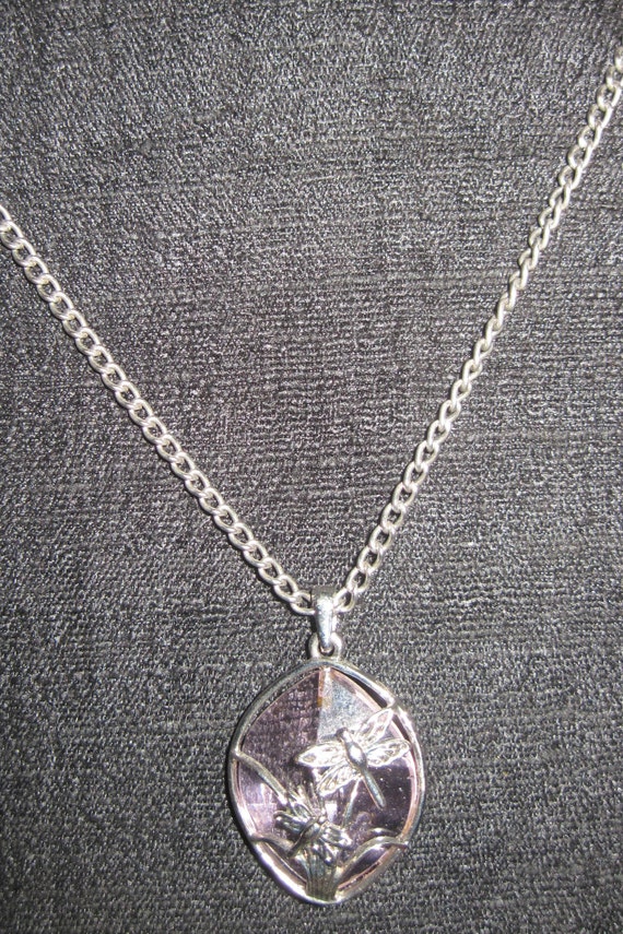 Vintage BEAUTIFUL 80's Long Silver Chain,Lavender Fac… - Gem