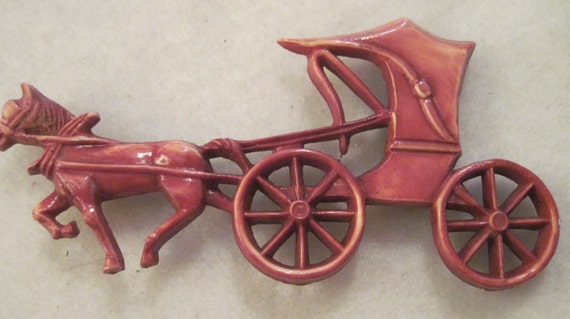 Antique GORGEOUS BEAUTIFUL Horse & Buggy Hand Painted… - Gem