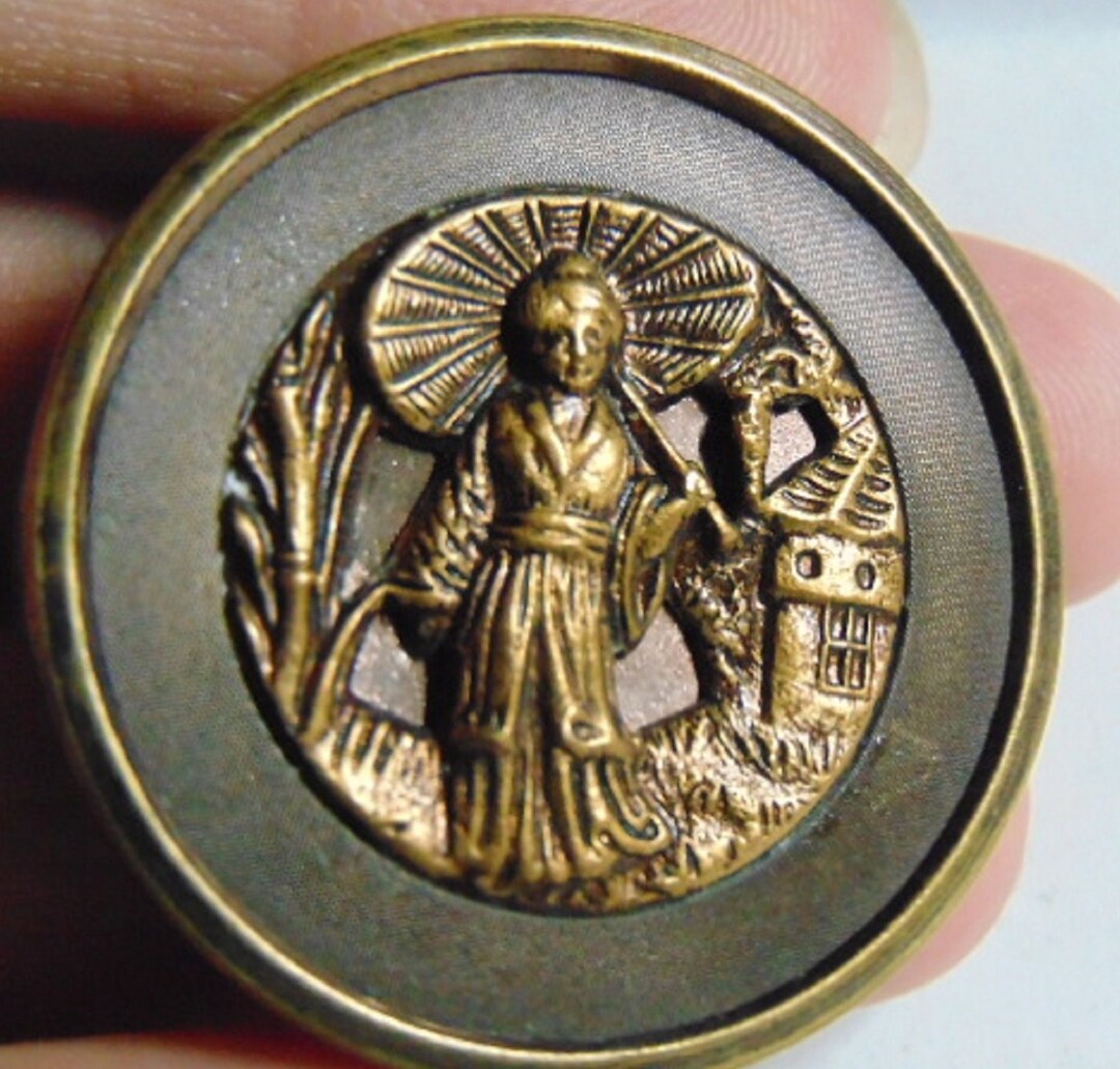 Antique Excellent Victorian Brass & Brown Celluloid Mirror Back Picture ...