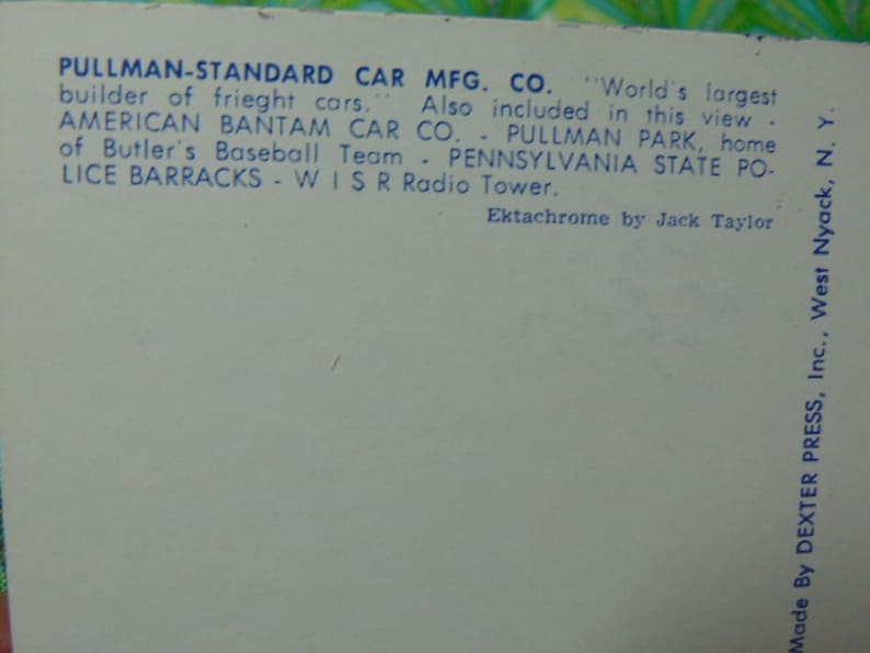 VINTAGE Beautiful 1940's/50's Pullman Standard Car Mfg. Co. PA State ...