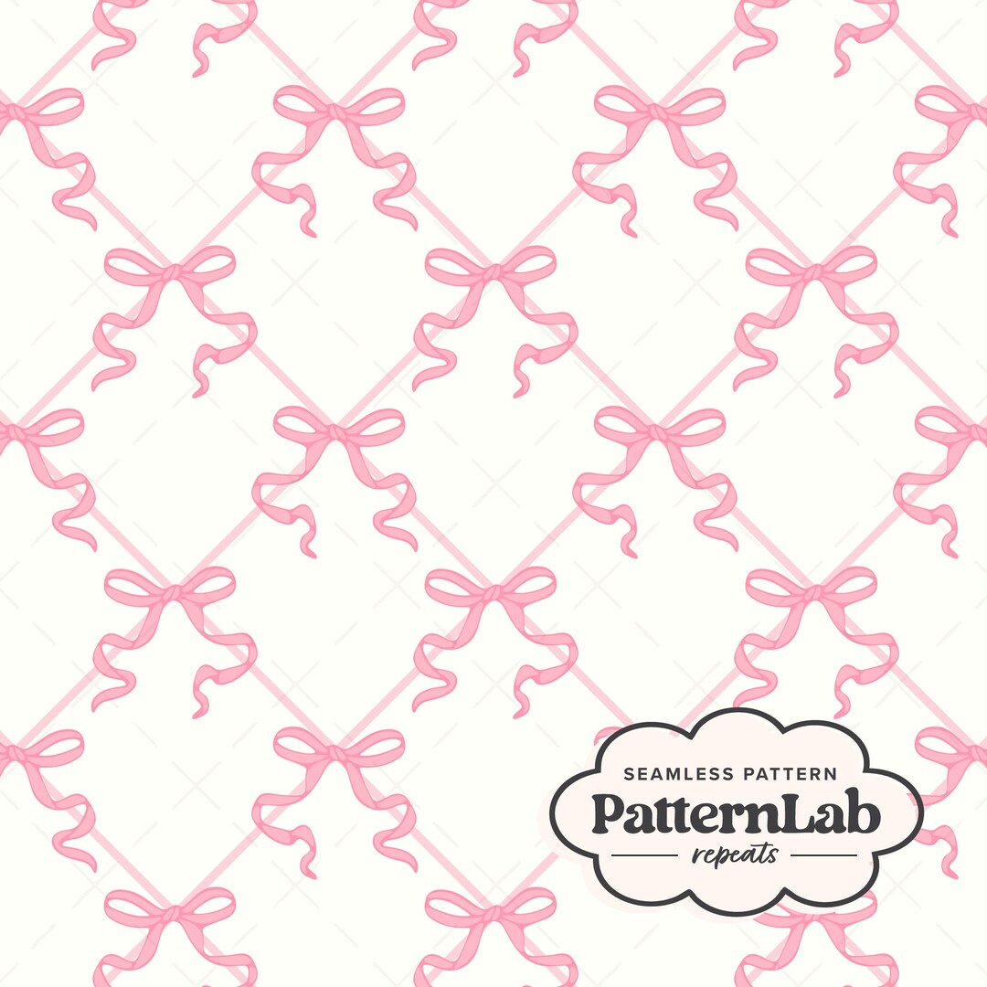Coquette Bow Lattice Repeat Pattern: Preppy Theme Pink Ribbons (digital ...