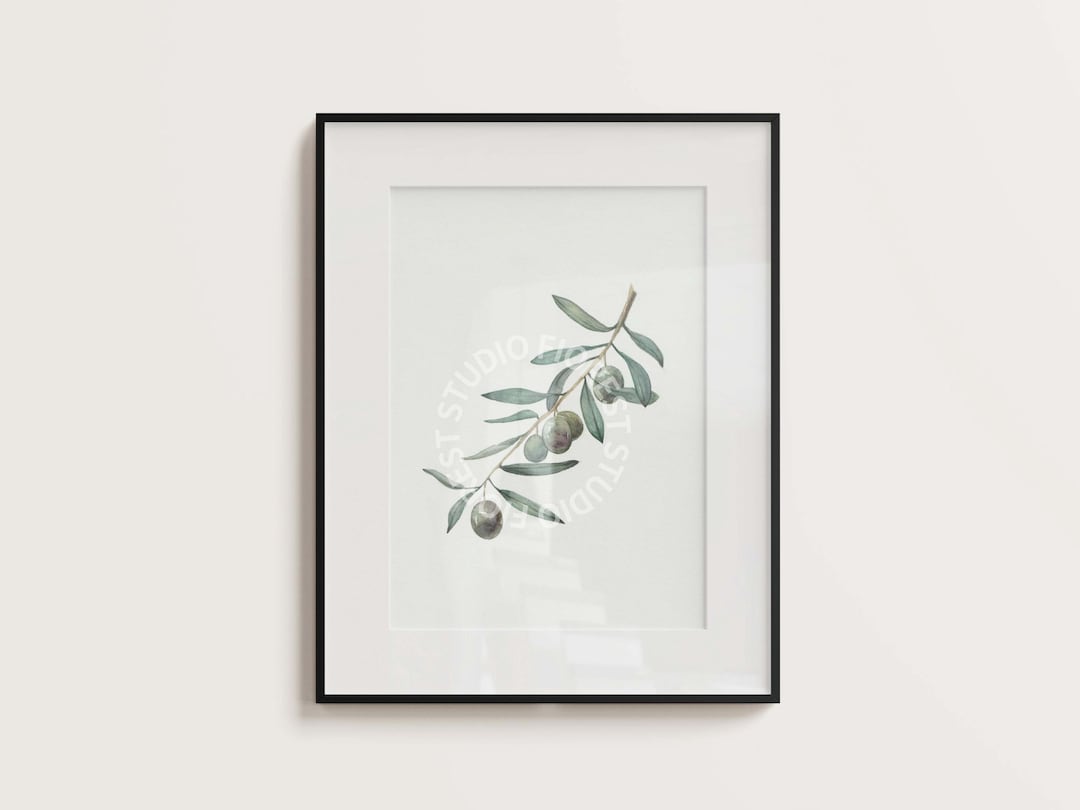 Olive Branch Botanical Prints, Hand-painted Minimalist Wall Art, Calm ...