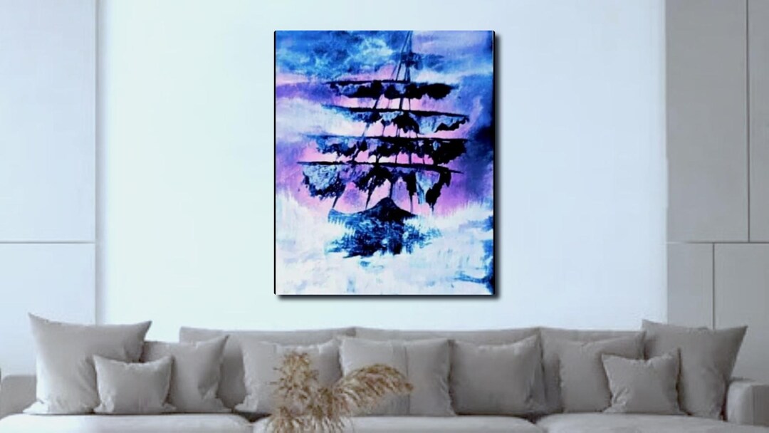 Dark Tall Pirate Ship on A Stormy Sea Canvas Print From Original ...