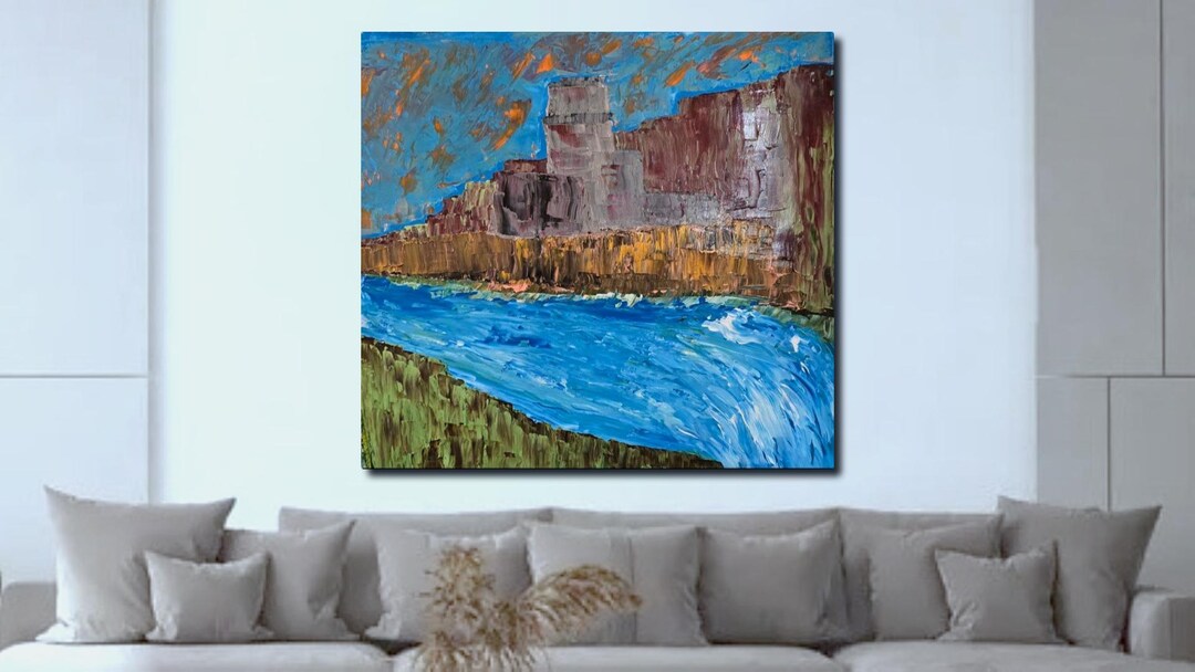 Gothic Medieval Castle Original Pallet Knife Abstract Oil Painting or ...