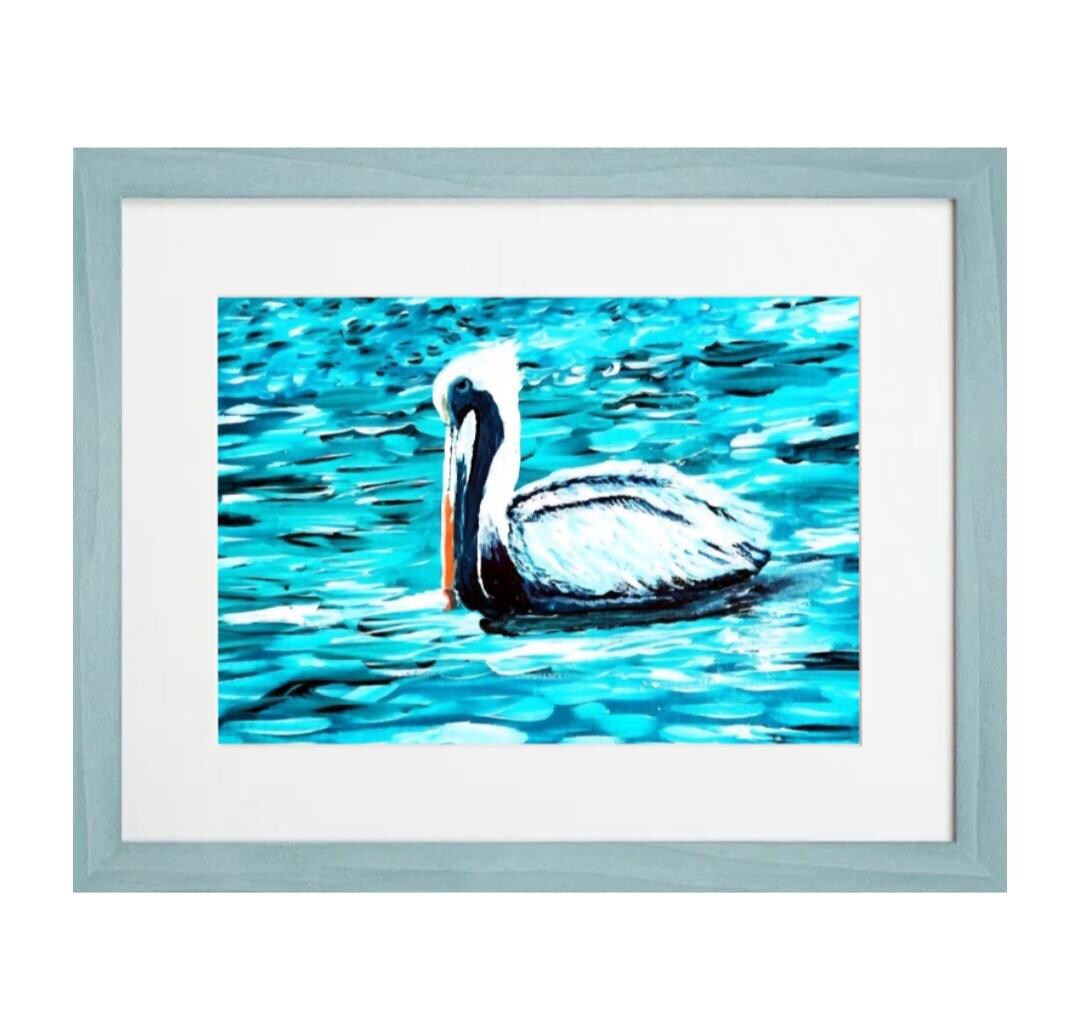 Pelican Canvas Print: Abstract Oil Painting, Key Largo Teal Waters - Etsy