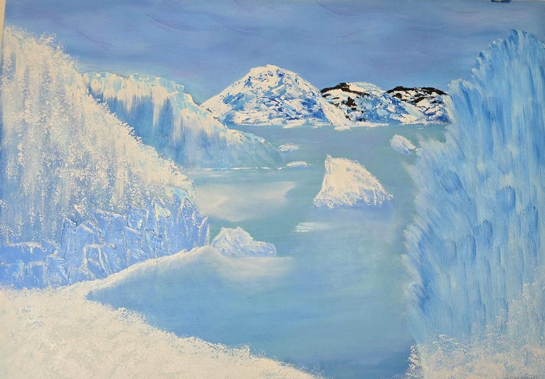 Iceberg Canvas Print, Glacier Wall Art, Blue White Green - Etsy