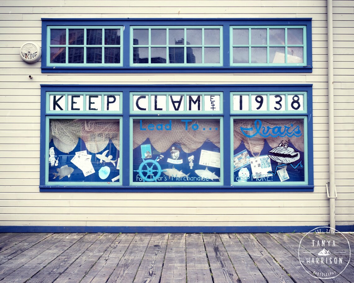 Seattle Waterfront Ivar's Keep Clam Nautical Art - Etsy