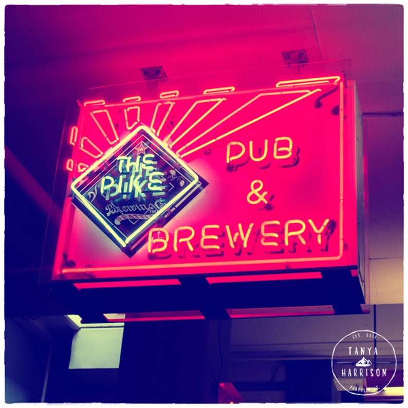 Seattle Pike Place Market Art Pike Pub Neon Sign Photograph, Red Home ...