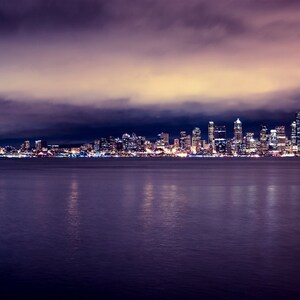 Seattle Skyline Purple Wall Art Purple Home Decor, Minimalist Art ...