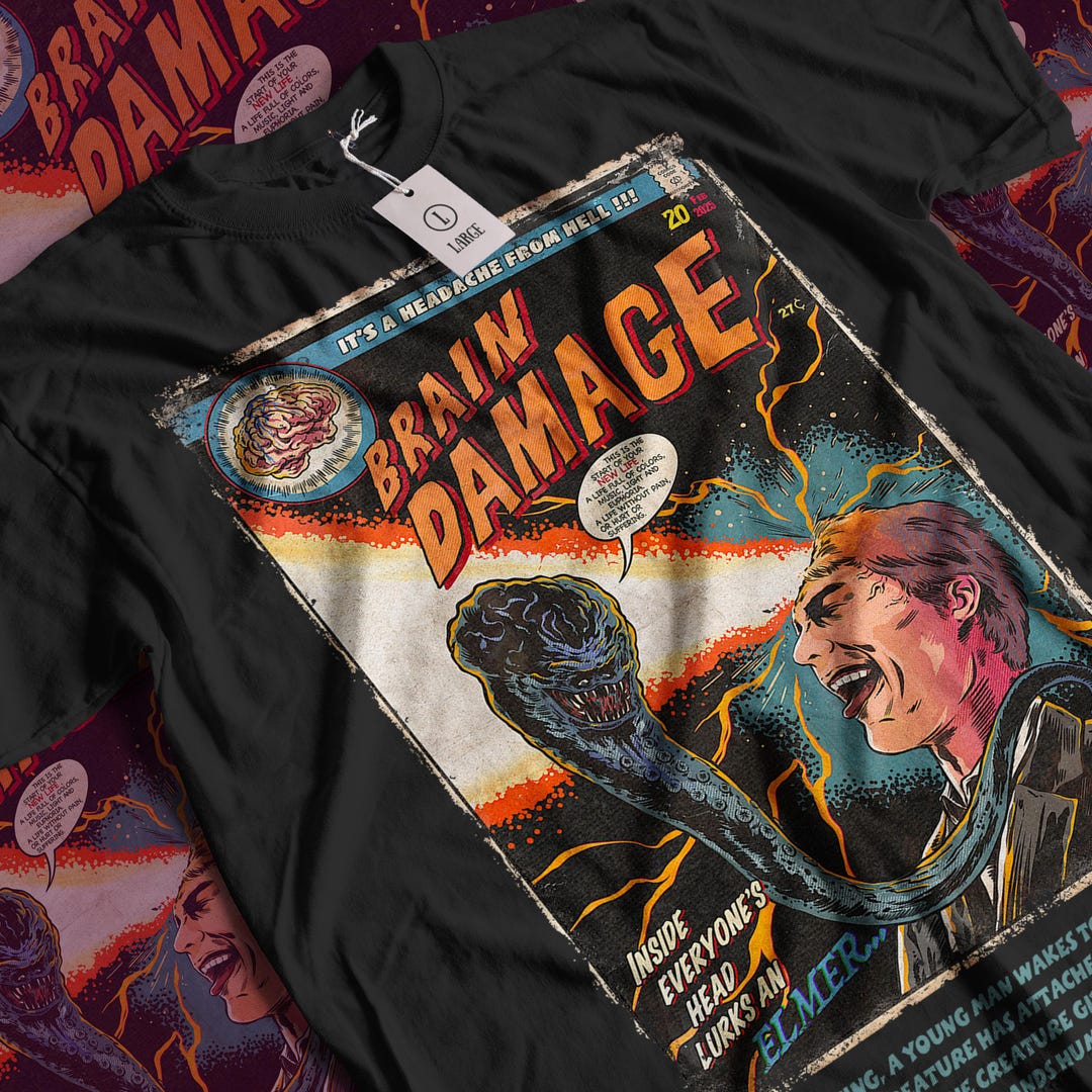 Aesthetic Brain Damage Movie T-shirt: Vintage Horror Movie Unisex ...