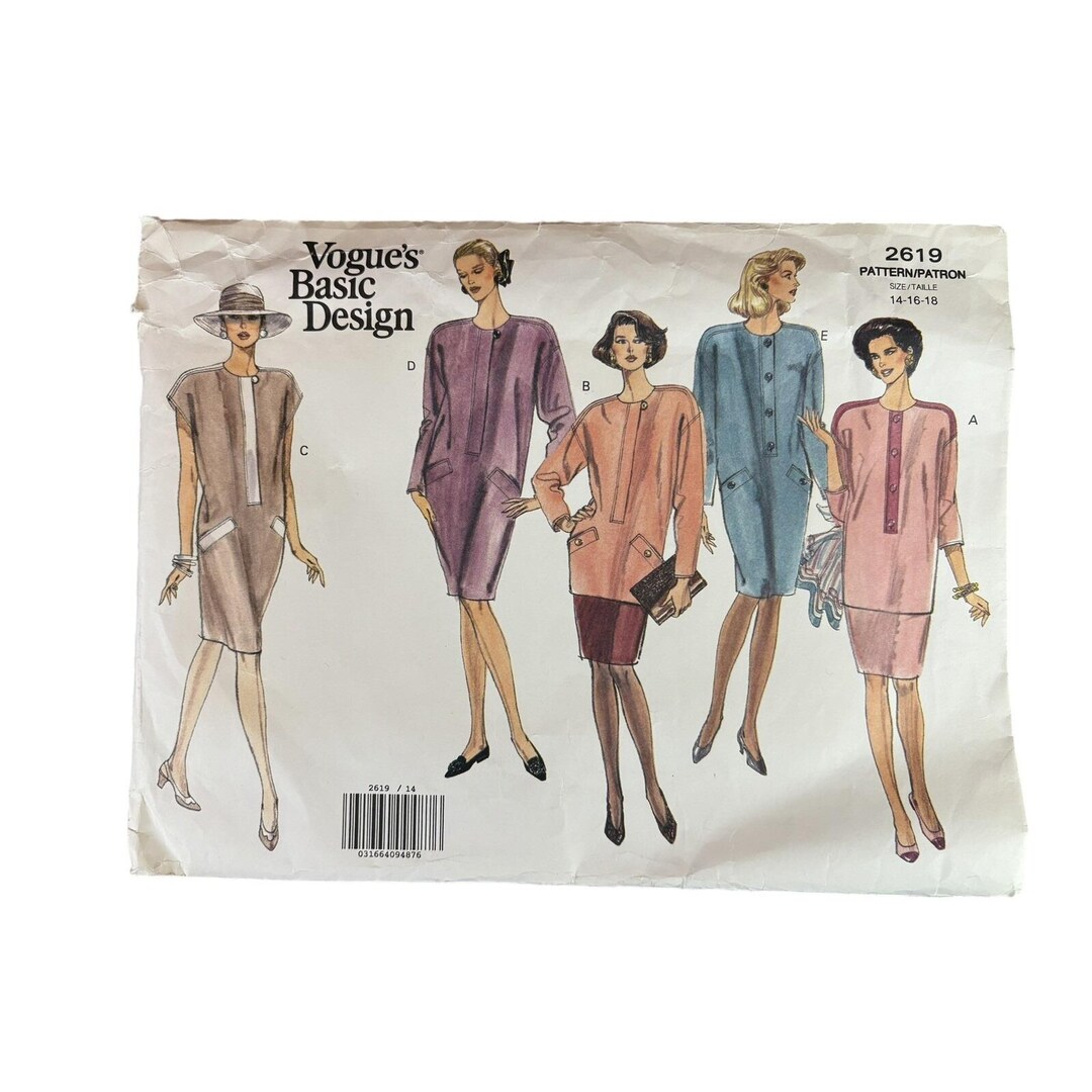 1991 Vogue Basic Design Tunic & Skirt Pattern 14,16,18 UNCUT - Etsy