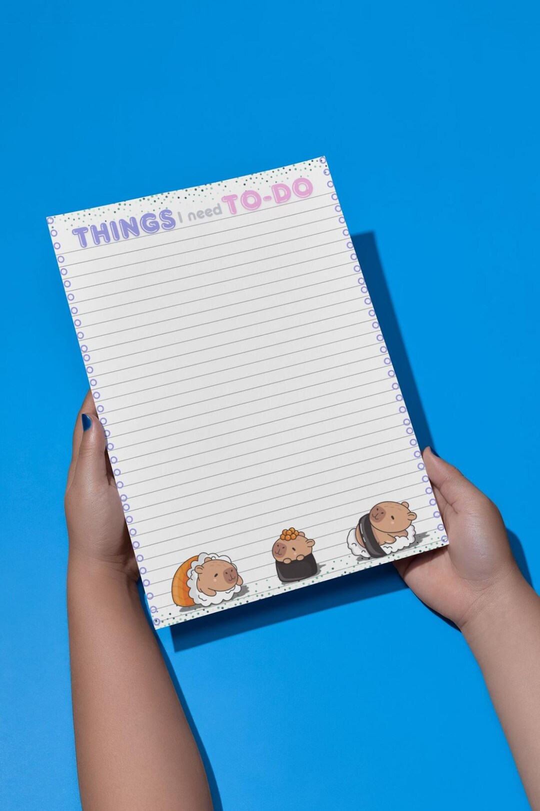 Capybara Sushi Printable Stationary Bundle, Lined, Dot Grid, & Blank ...