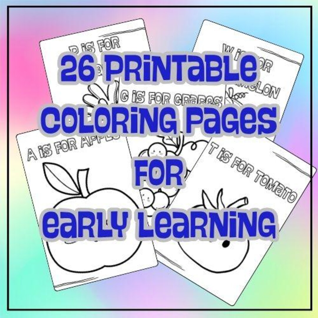 A-Z Foods Alphabet Coloring Pages: 26 ABC Learning Sheets (PDF) - Etsy
