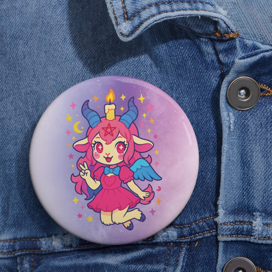 Kawaii Baphomet Pin: Cute Pastel Enamel Badge - Etsy