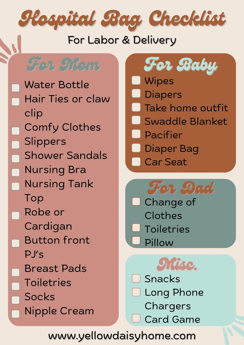 Printable Hospital Bag Checklist for Labor & Delivery | New Mom ...
