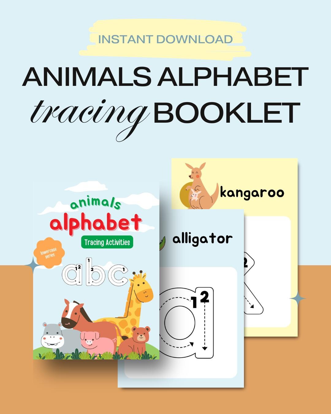 Animals Alphabet Tracing Workbook: Lowercase ABC Learning (PDF) - Etsy