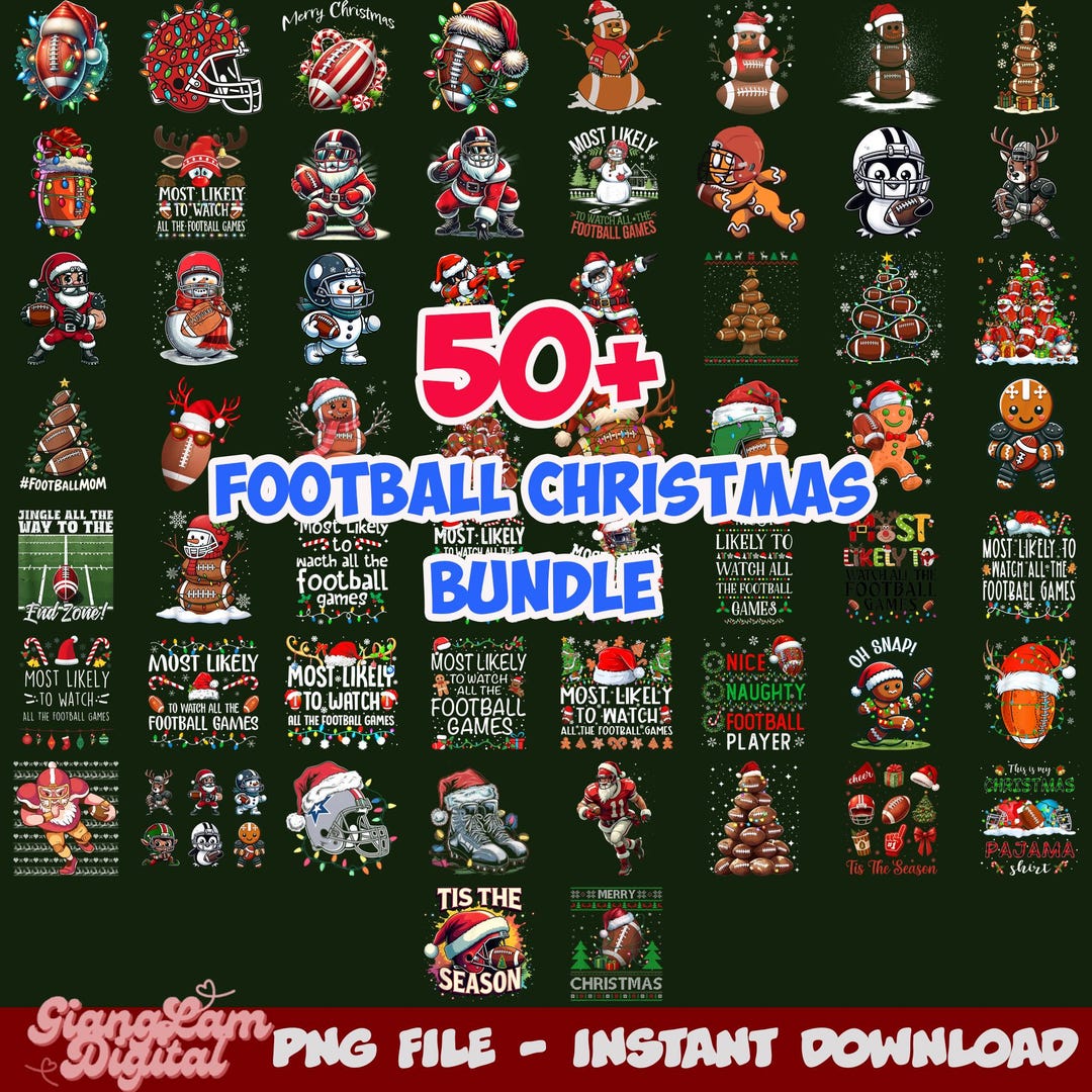 Christmas Sports Football PNG Bundle, Cozy Winter Player PNG, Christmas ...