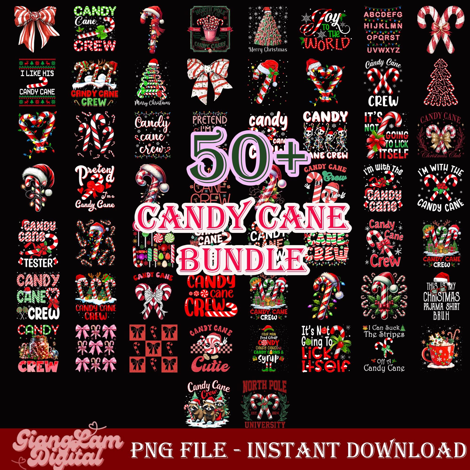 50+ Candy Cane Crew Christmas 2025 Png Bundle, Retro Christmas Png ...