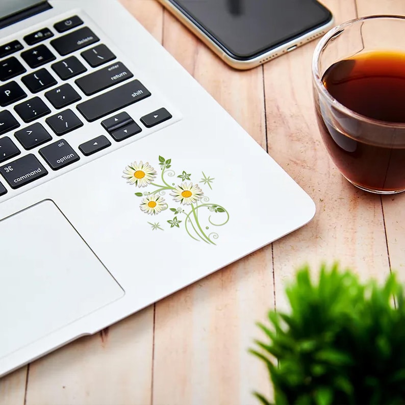 Summer Daisies Car Sticker, Transparent Waterproof Floral Vinyl Decal ...