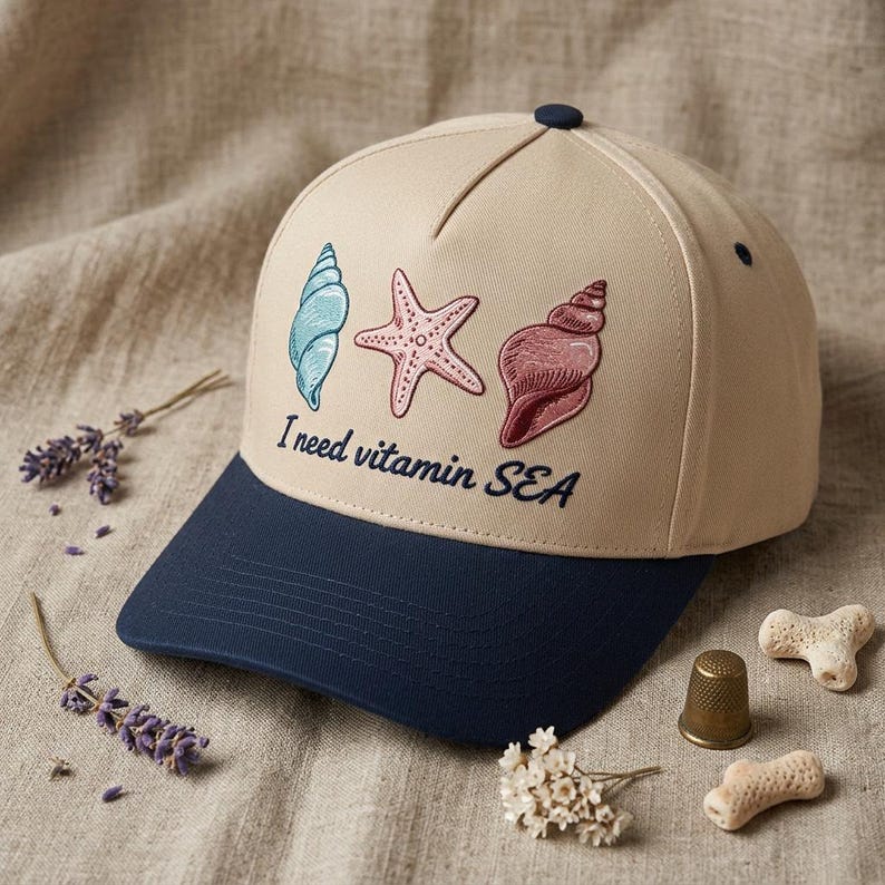 I Need Vitamin Sea Embroidered Cap, Beach Lover Dad Hat, Coastal Summer ...
