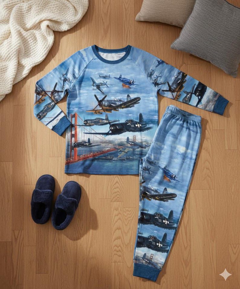 Vought F4U Corsair Pajamas, WWII Fighter Aircraft Sleepwear, Aviation ...