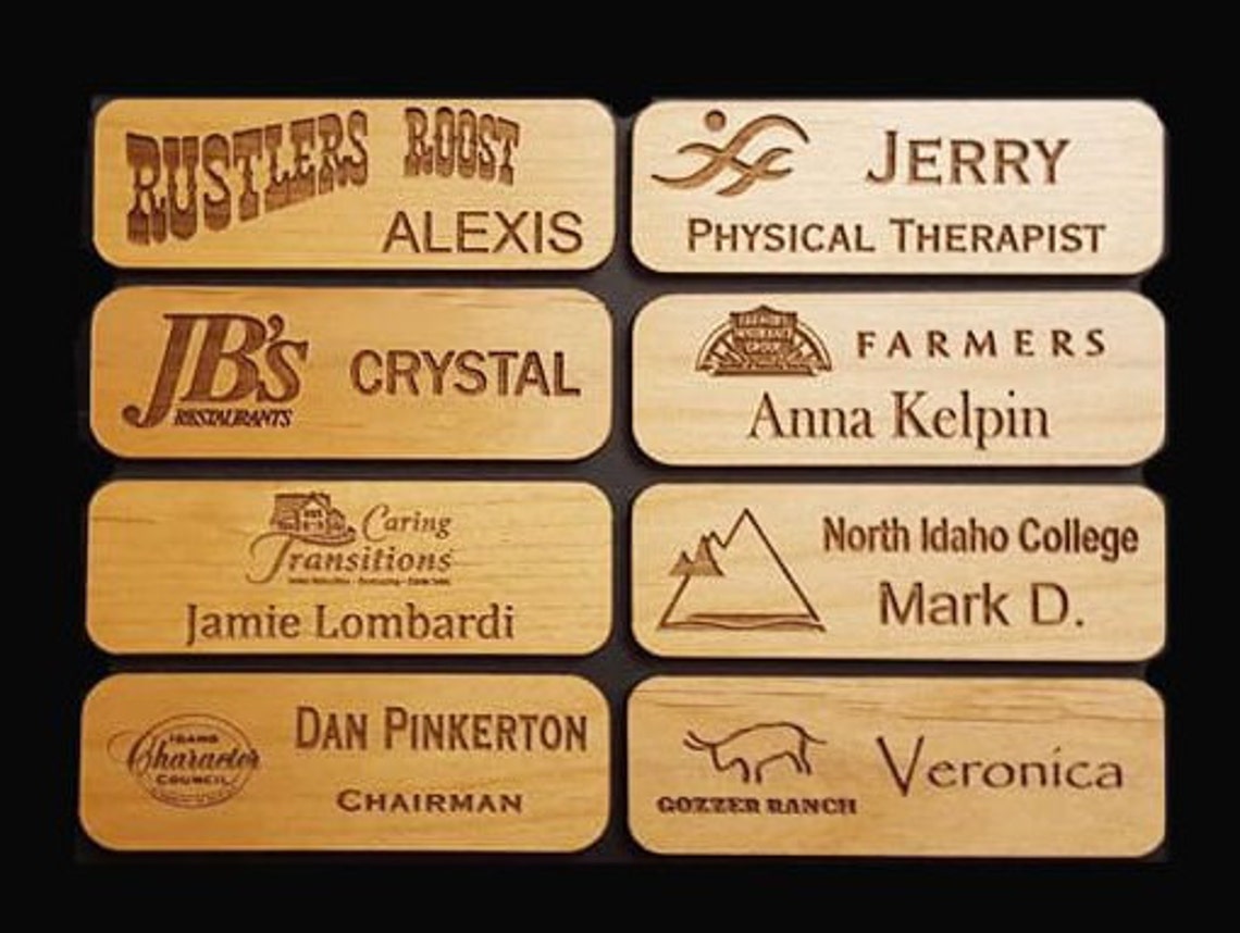 Personalized Name Tag, Custom Wood Name Badge - Etsy