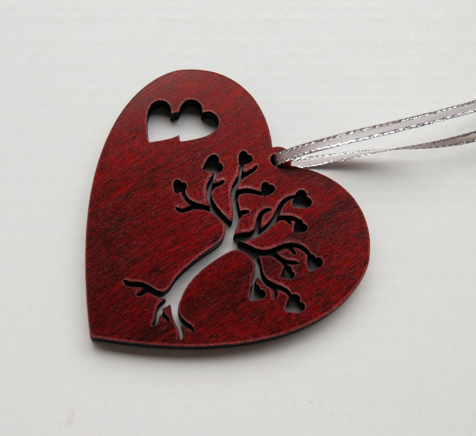 Custom, Personalized Red Wood Heart, Tree of Life, Christmas Tree ...