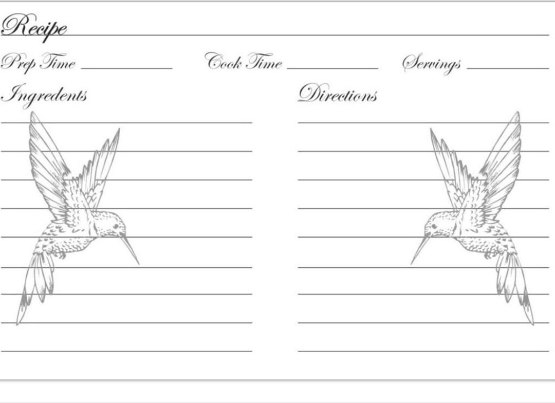 Hummingbird Recipe Cards - Etsy