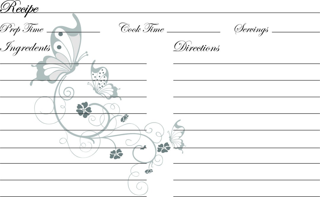 Butterfly Recipe Cards - Etsy