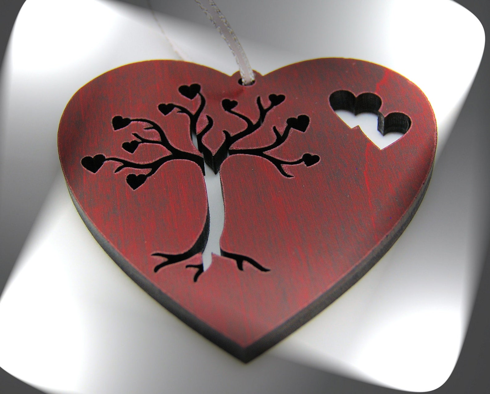 Custom, Personalized Red Wood Heart, Tree of Life, Christmas Tree ...