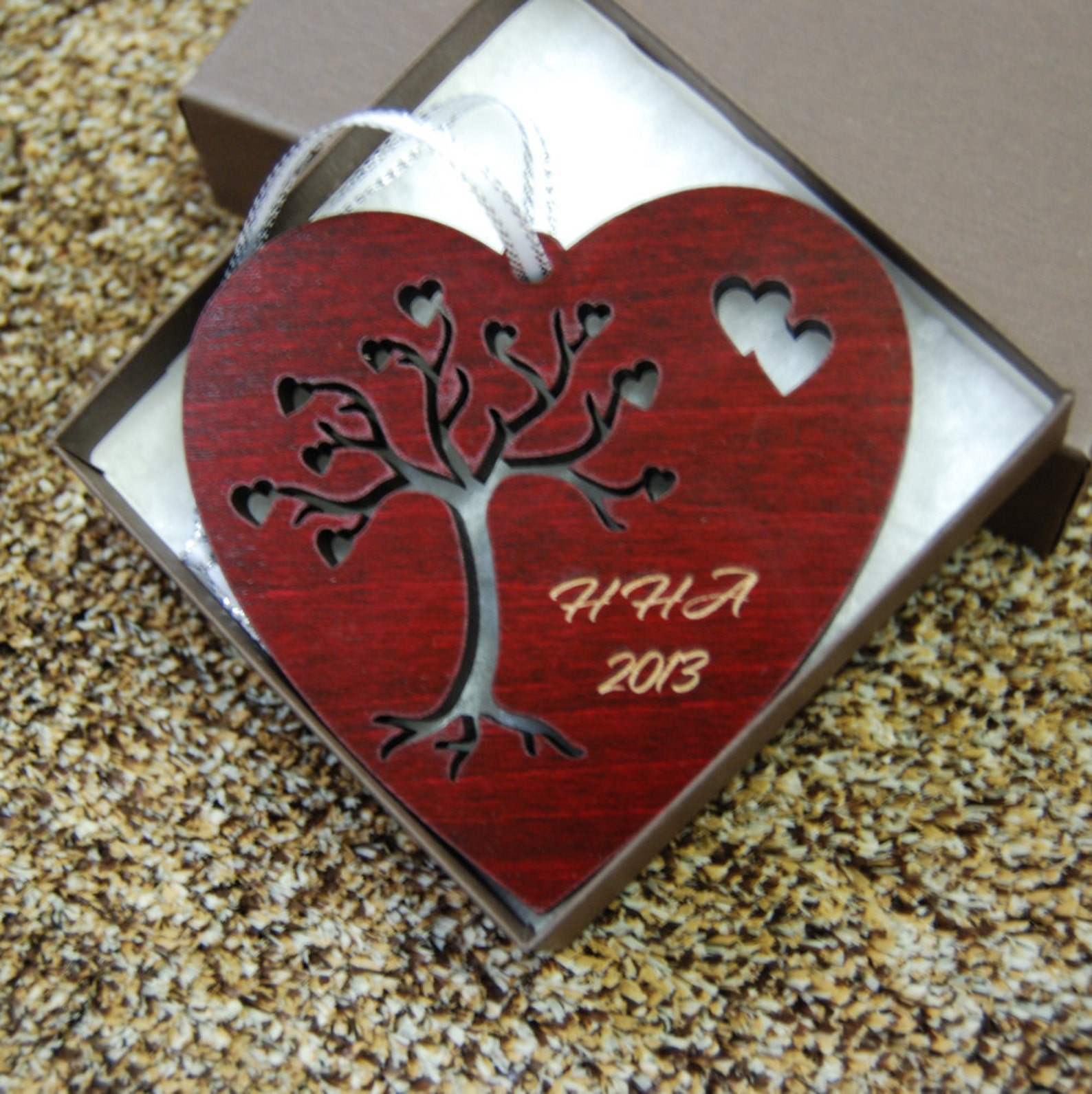 Custom, Personalized Red Wood Heart, Tree of Life, Christmas Tree ...
