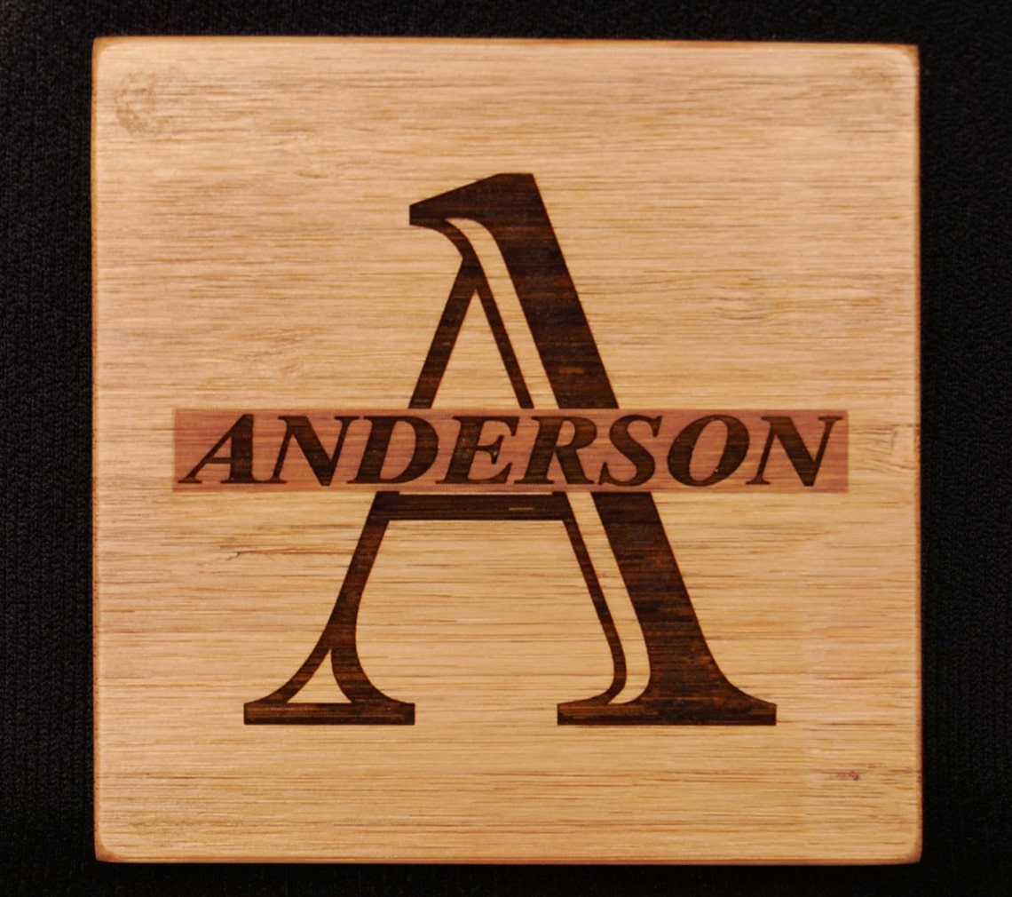 Initial Coaster Sets Family Name Coaster Set Personalized - Etsy