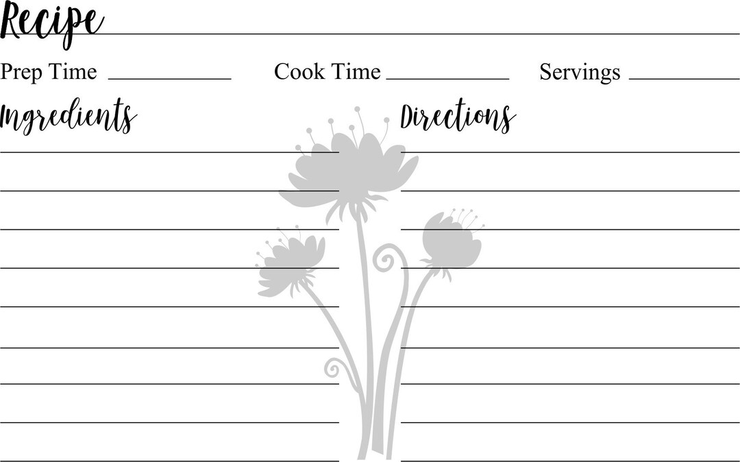 Flower Recipe Cards - Etsy